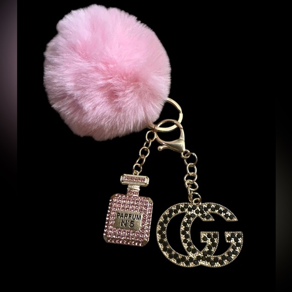 lux inspired | Accessories | Chic Pink And Gold Key Holder With Pom Pom ...